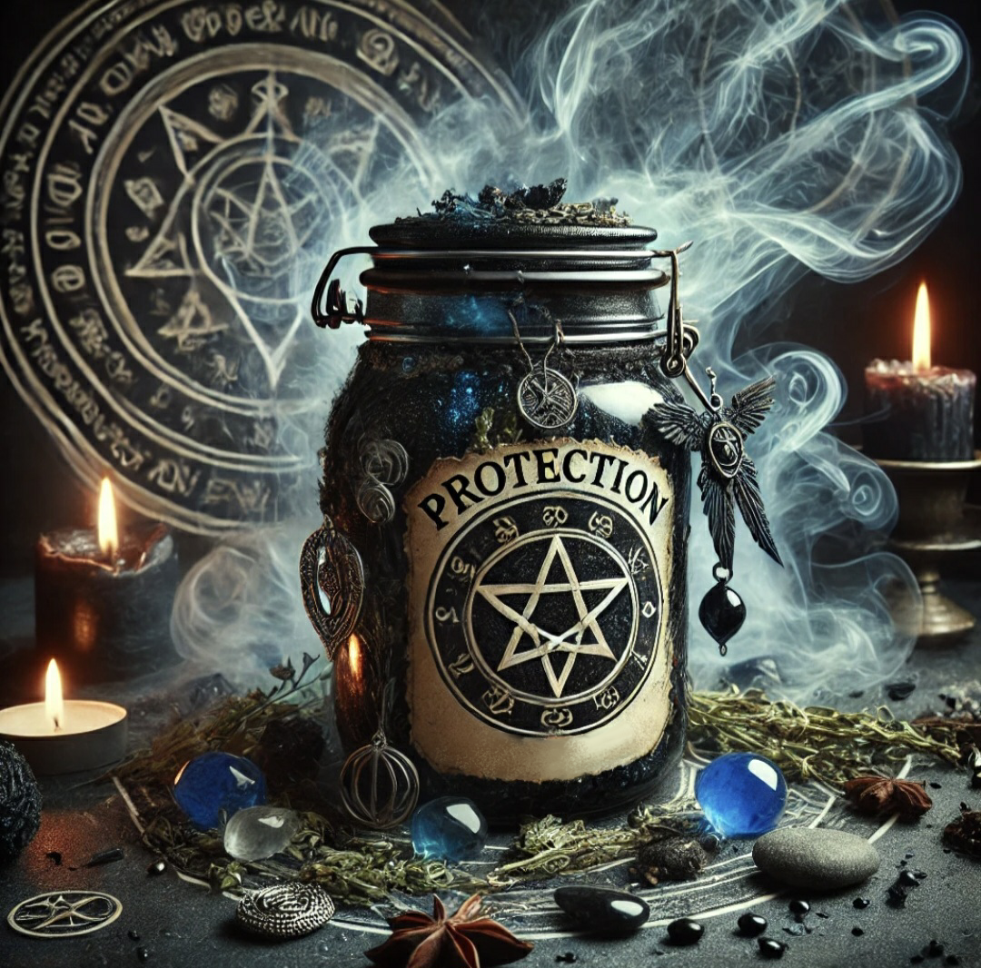 Dark witch’s Shield- Custom Protection Jar | D.L. Spirit Dolls